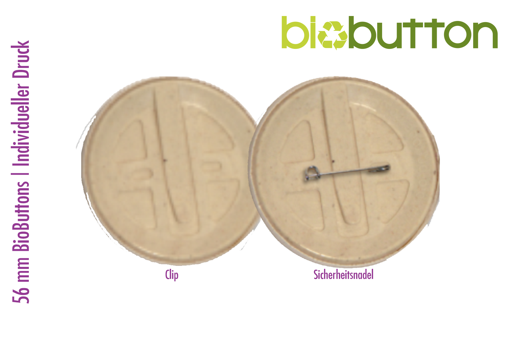 56 mm BioButtons - individuell bedruckt ab 1 Stück